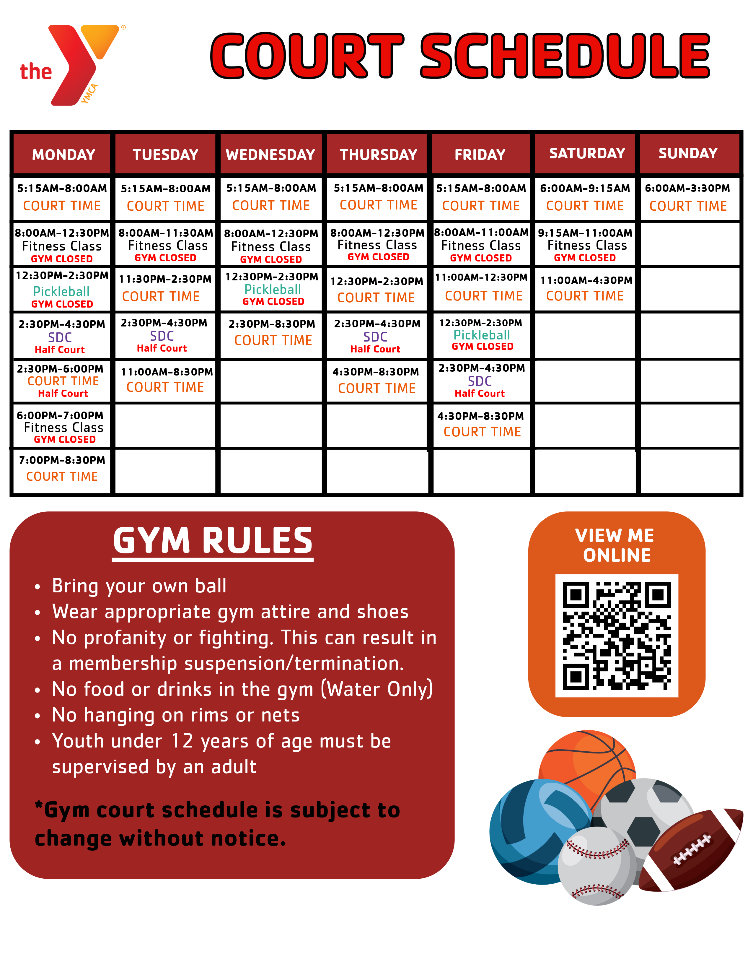 GYM SCHEDULE | Racine Family YMCA